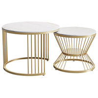 Modern White Nesting Coffee Tables Round Set of 2 With Stone Top ...