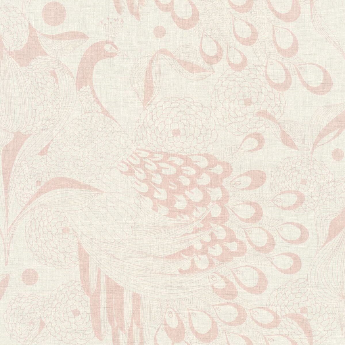 Illustrated Peacocks Wallpaper, Sample - Tropical - Wallpaper - by ...