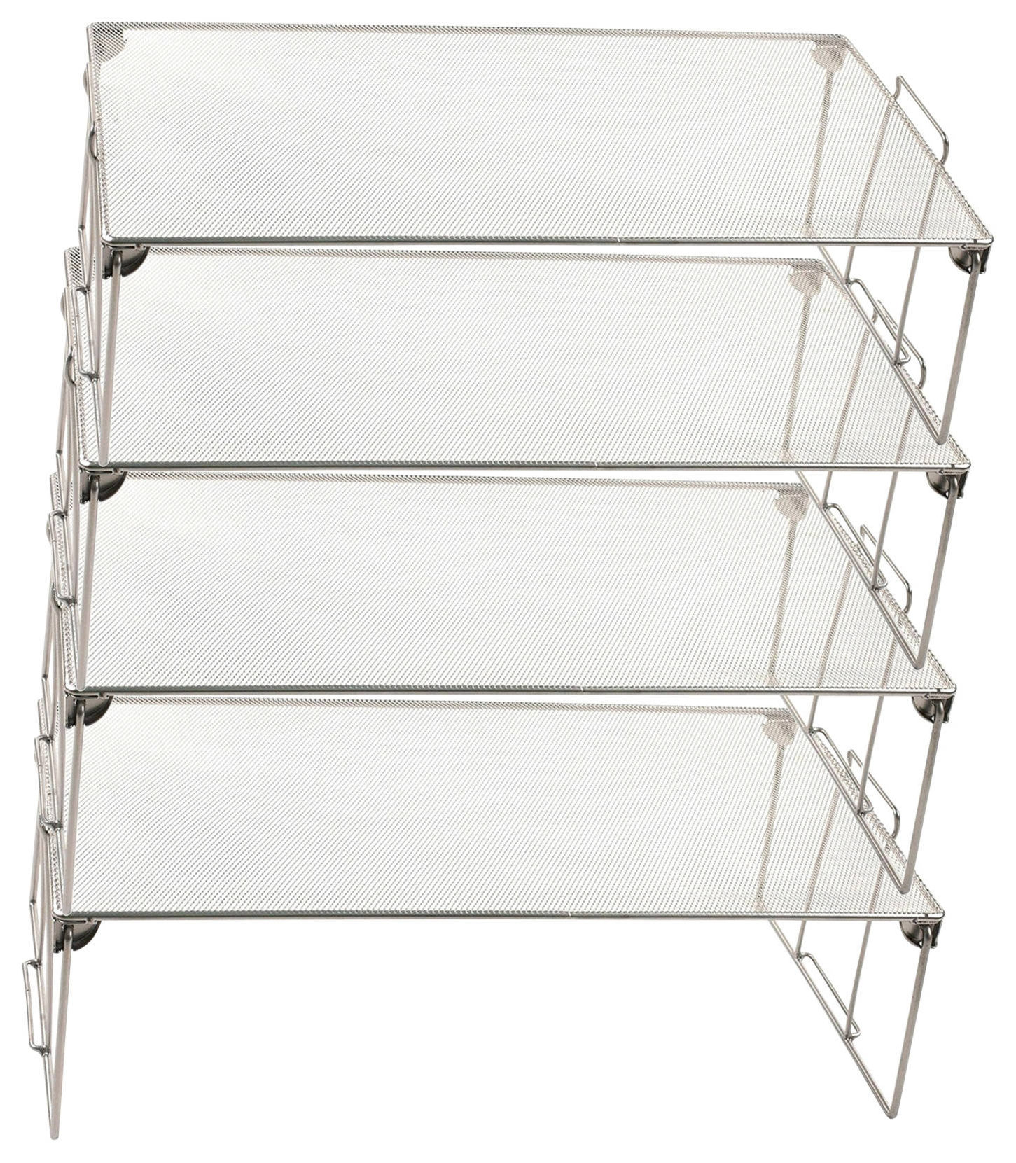 YBM Home Stackable Mesh Shelf Silver 16.25"x10"x5" 4 Pack ...