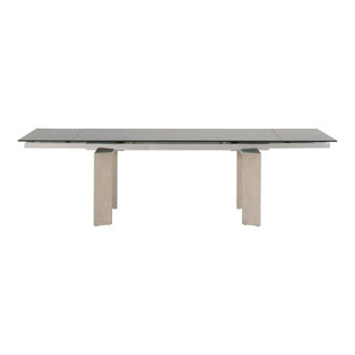 71-106" Extendable Glass Top Dining Table Natural Gray Ash ...