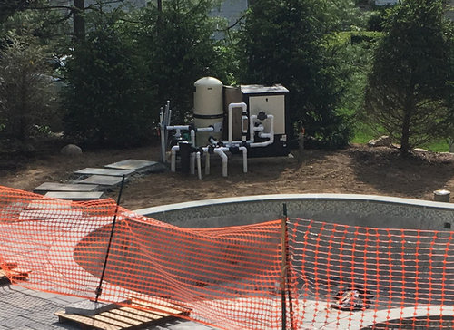 Hiding Pool Equipment with screen/fence and plants