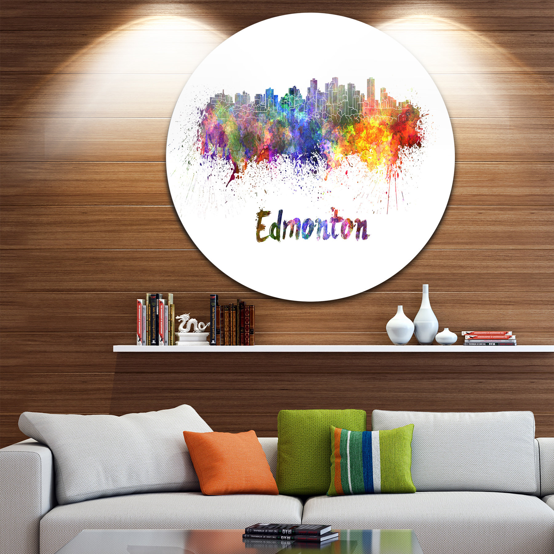 Edmonton Skyline, Cityscape Round Wall Art, Disc of 11 inch ...