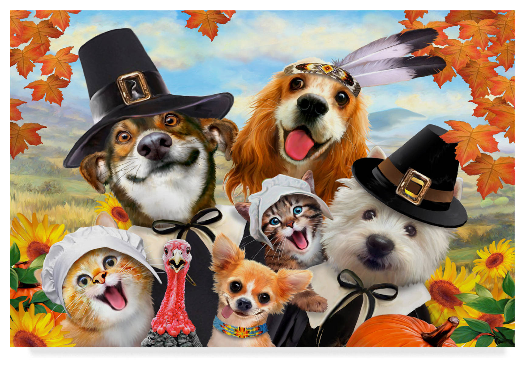 "Autumn Dogs" by Howard Robinson, Canvas Art, 30"x47" - Contemporary ...