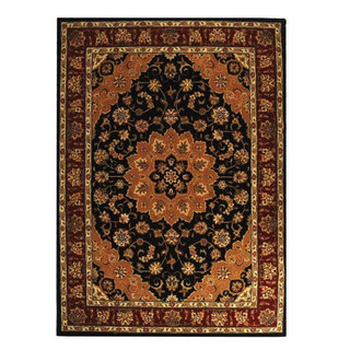 Traditions Black/Maroon Area Rug TD610B, 2'3"x12' - Traditional - Hall ...