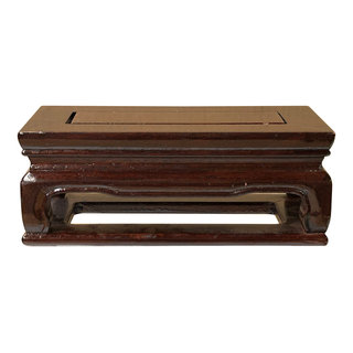 7.5" Reddish Brown Rectangular Curve Legs Wood Display Stand Riser ...