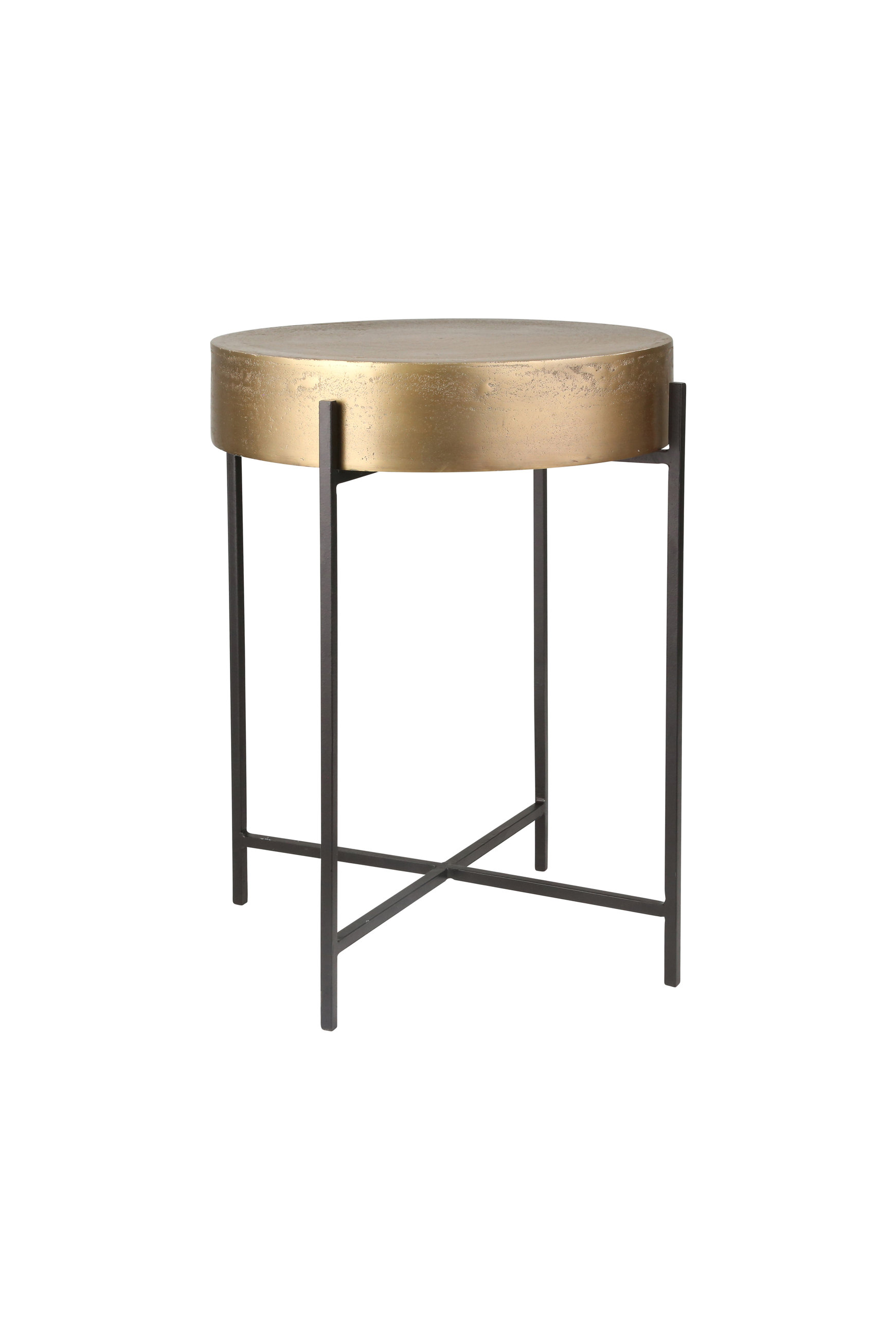 Benzara Metal Accent Table with Round Top and Tubular Base, Gold and ...
