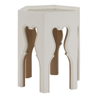 Bilbao Hexagonal End Table With Buff Accents - Mediterranean - Side ...