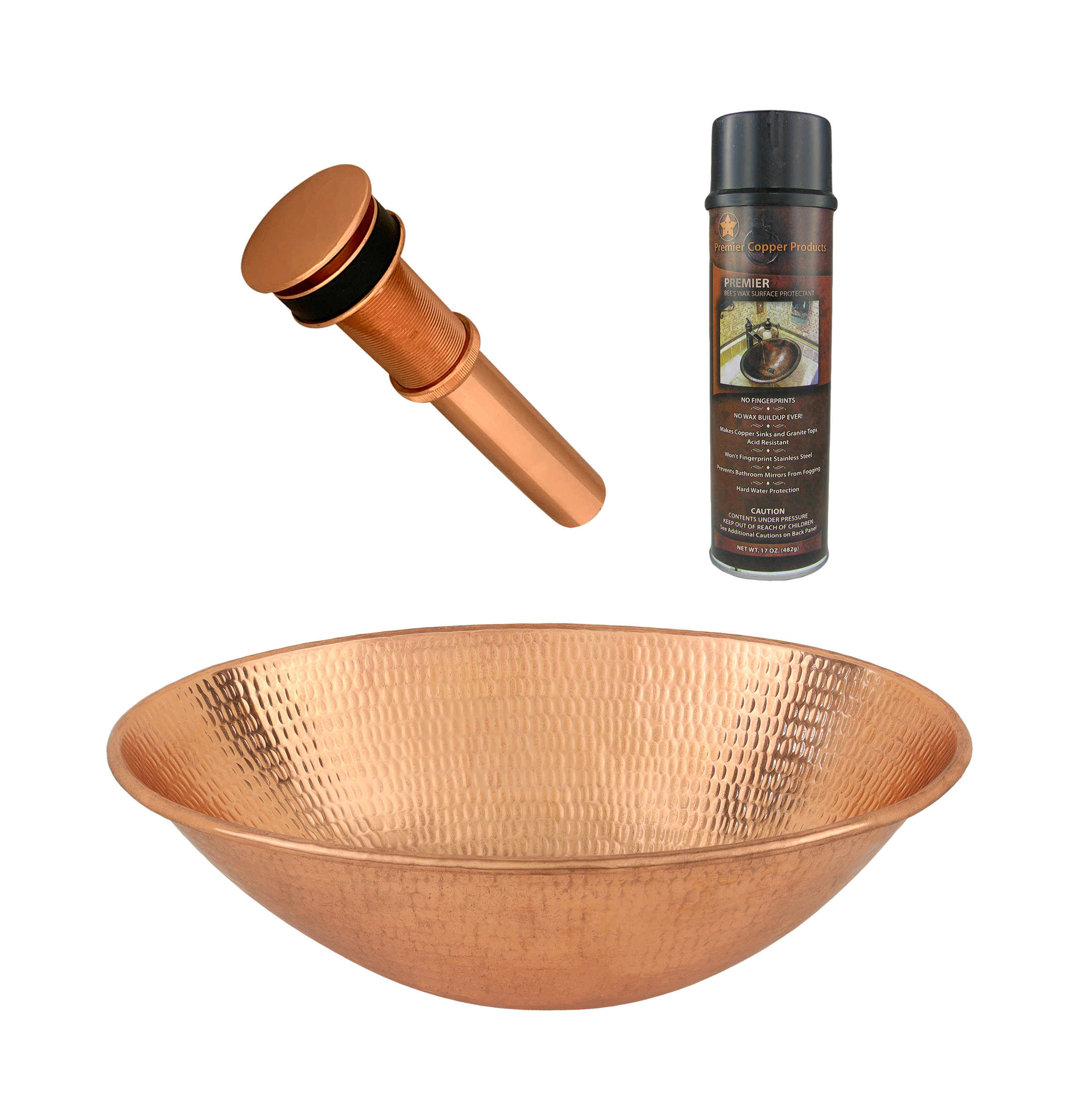 17" Oval Wired Rim Vessel Hammered Copper Sink, Polished Copper ...