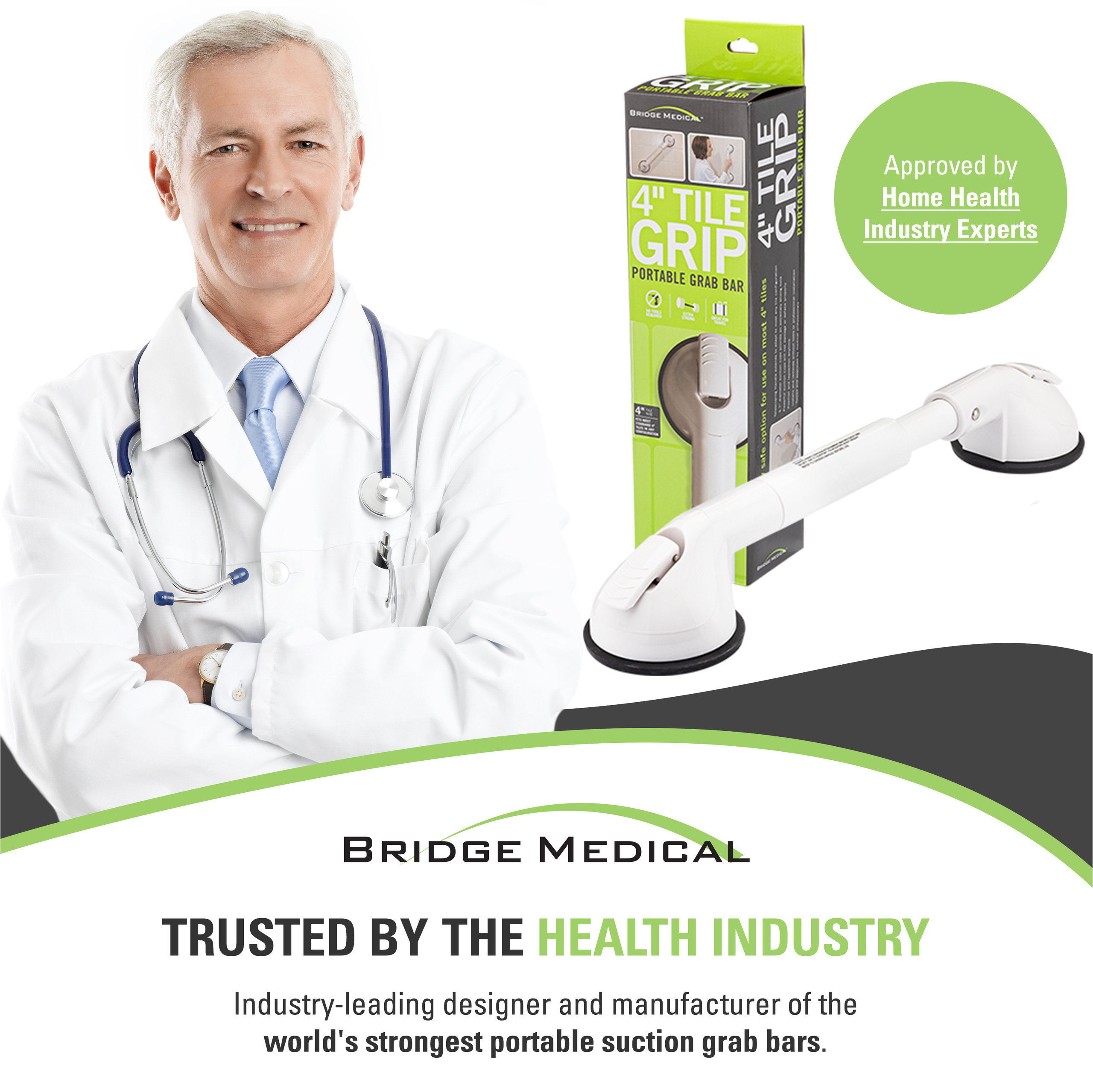 Tile Grip Portable Suction Telescoping Grab Bar - Traditional - Grab ...