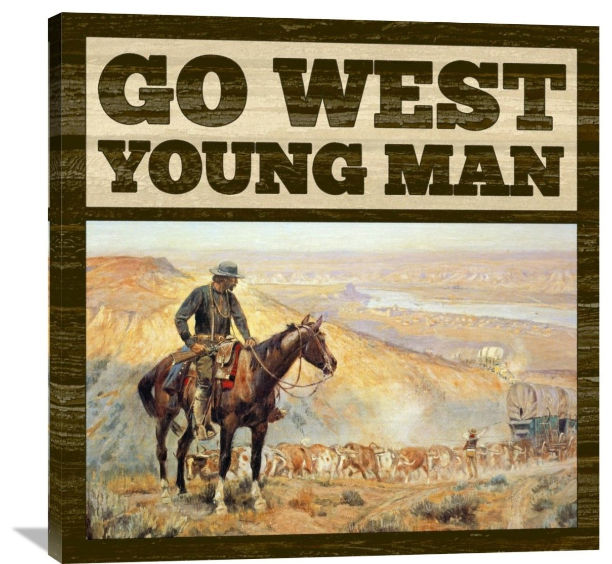"Western - Go West Young Man" Artwork, 18" x 18", 36" x 36 ...