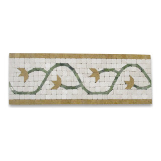 Marble Mosaic Border Listello Accent Tile Edera Antique 4x11 Tumbled, 1 ...