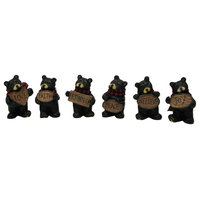 Mini Resin Bear With Sign, Set of 6 - Rustic - Holiday Accents And ...