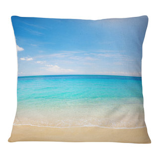 Bright Blue Tropical Beach Seashore Photo Throw Pillow, 16"x16" - Beach ...