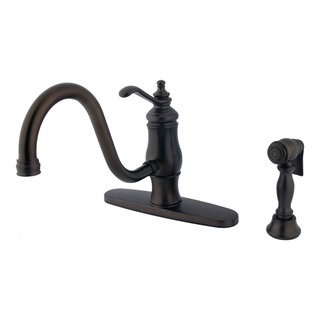 Heritage Single Handle 8" Centerset Kitchen Faucet with Side Sprayer ...