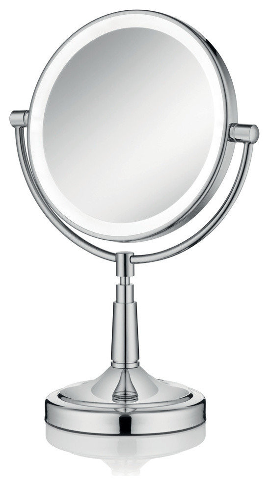 Afina 5x Round LED Lighted Table Top Magnifying Mirror - Contemporary ...