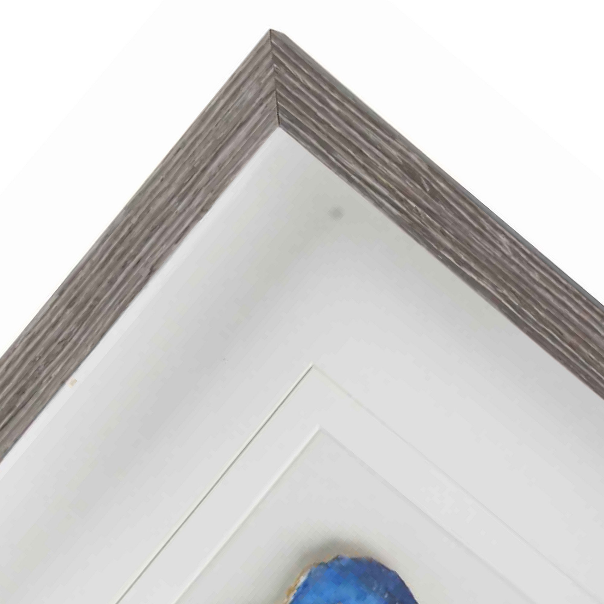 Square Wooden Shadow Box with Agate Inlay, Brown and Blue ...