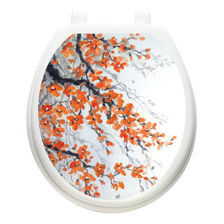 Orange Blossoms Toilet Tattoos Seat Cover, Vinyl Lid Decal, Bathroom ...