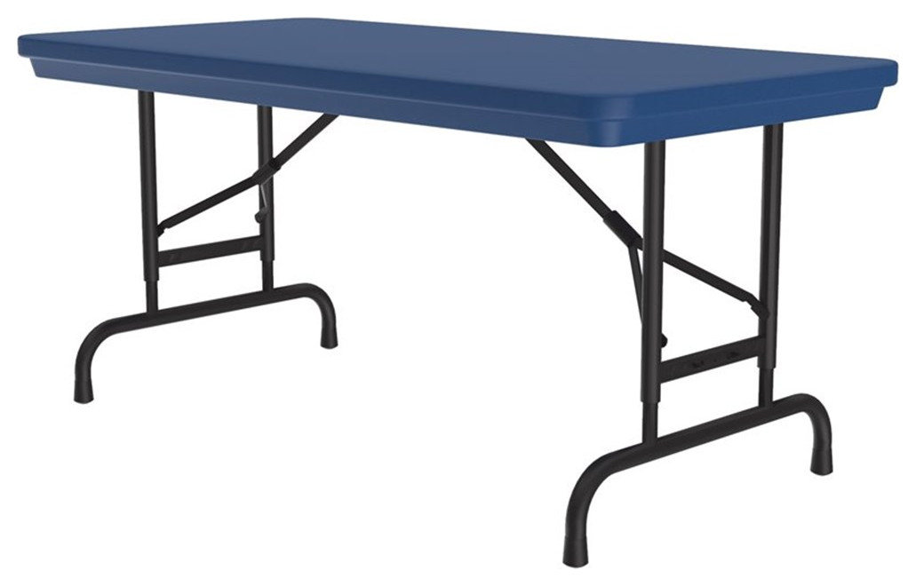 Correll 22-32" Adjustable Height H.D. Plastic Blow-Molded Folding Table ...