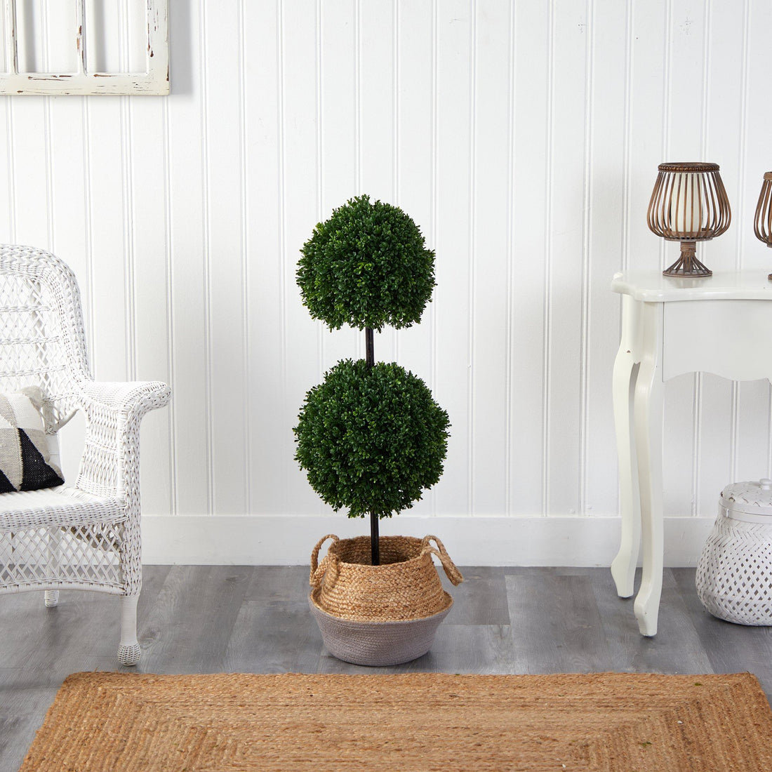 T2945 3.5 Boxwood Double Ball Artificial Topiary Tree in Boho Chic ...
