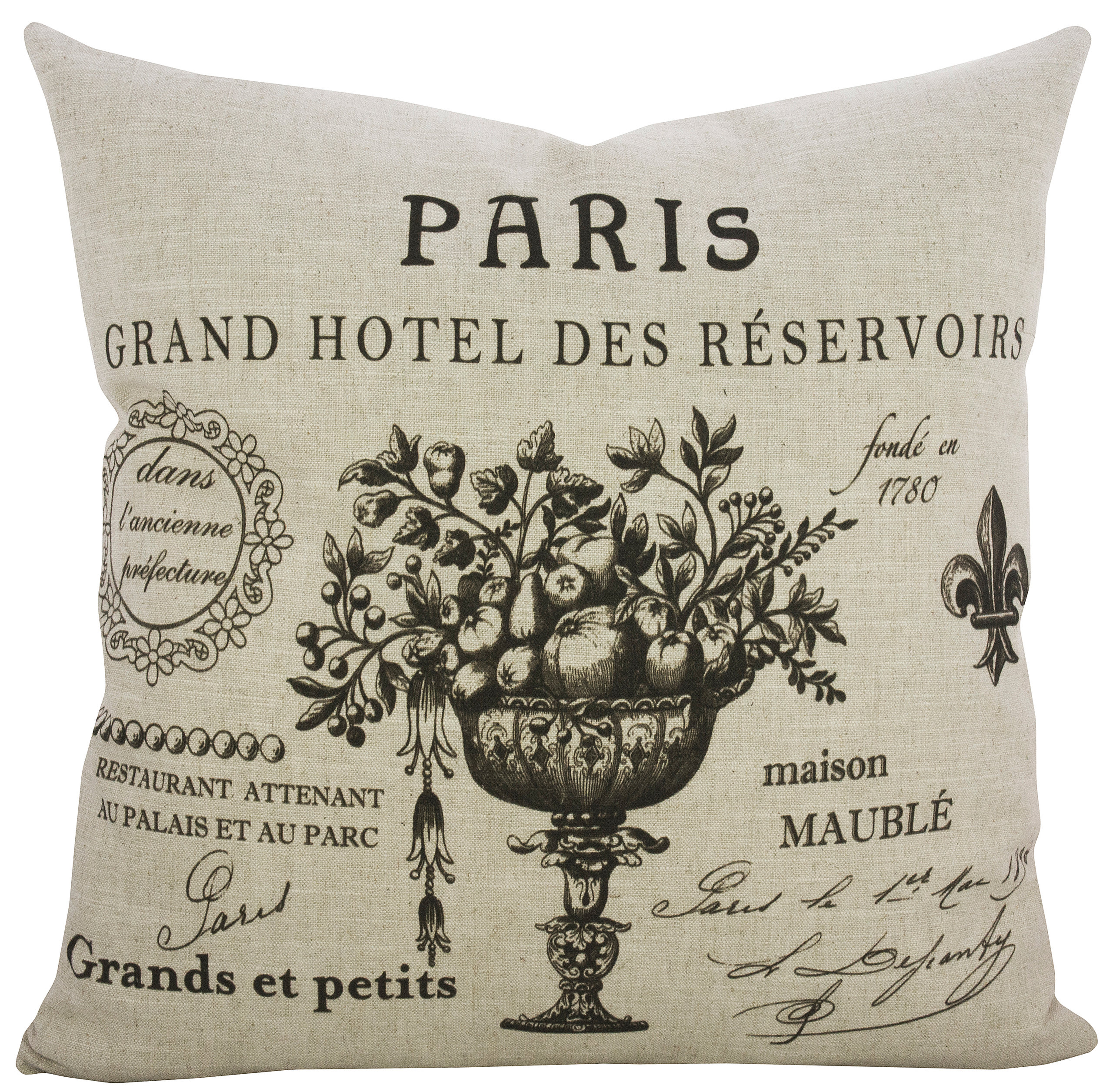 Paris Script Linen Pillow, 20x20" - Traditional - Decorative Pillows ...