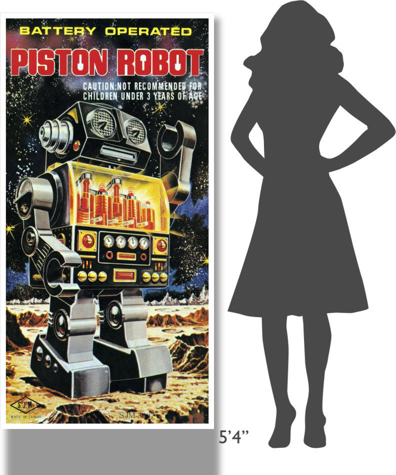 "Battery Operated Piston Robot" Digital Paper Print by Retrobot, 14"x32 ...