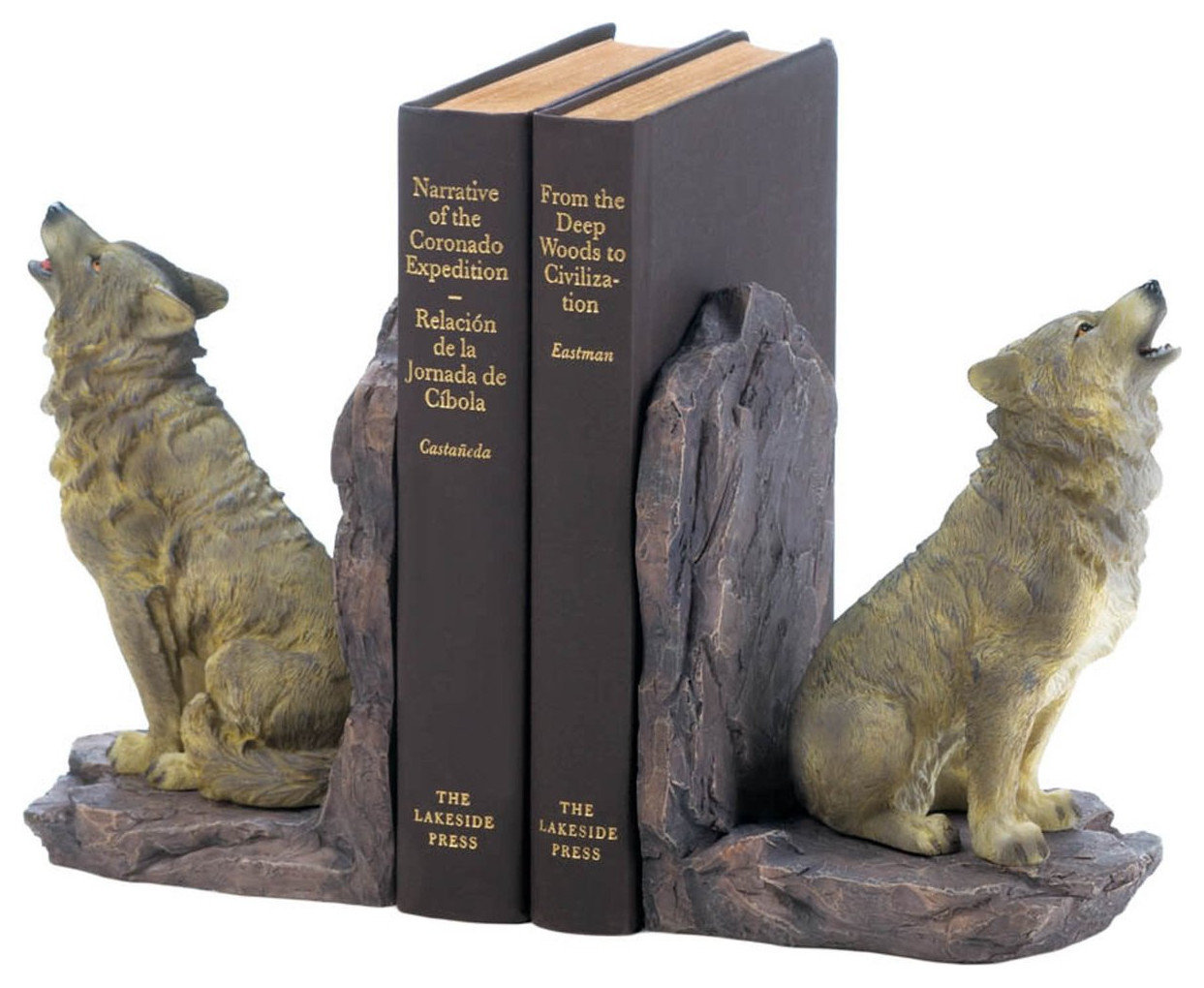 Howling Wolf Bookends - Rustic - Bookends - by VirVentures | Houzz