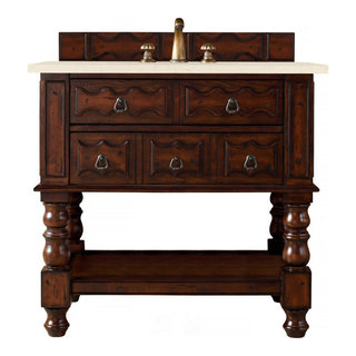 Castilian 36" Single Vanity, Aged Cognac,, 3 Cm Eternal Marfil Quartz ...