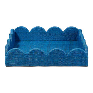 Wonderland Scalloped Small Decorative Raffia Tray - Serving Trays - by ...