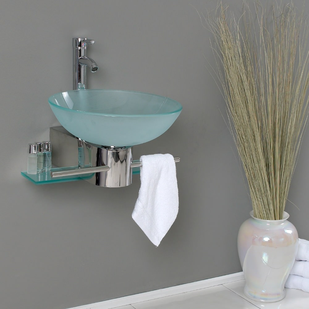 Fresca Cristallino Modern Glass Bathroom Vanity With Frosted Vessel ...