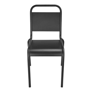 Otis Stackable Outdoor Side Chair, Black Set of 2 - Industrial ...