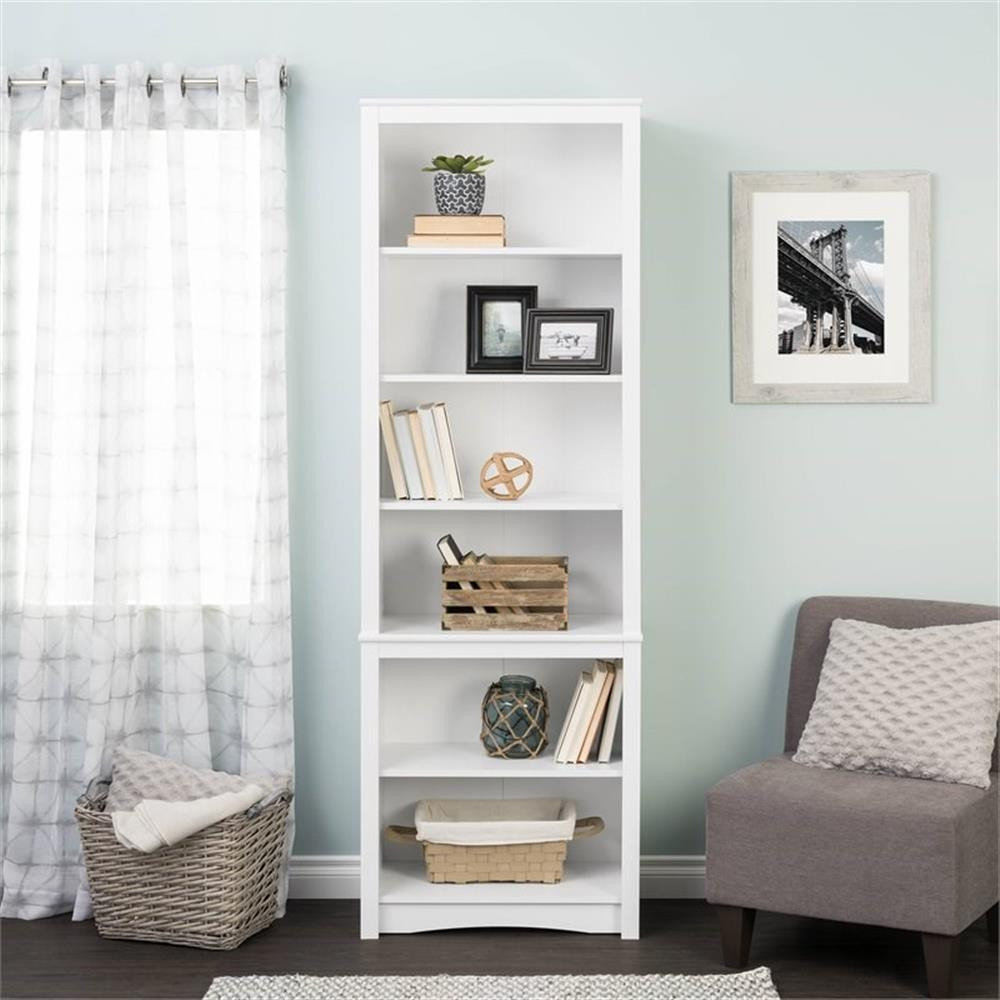 Prepac Home Office Drifted Gray Engineered Wood 6-Shelf Bookcase ...