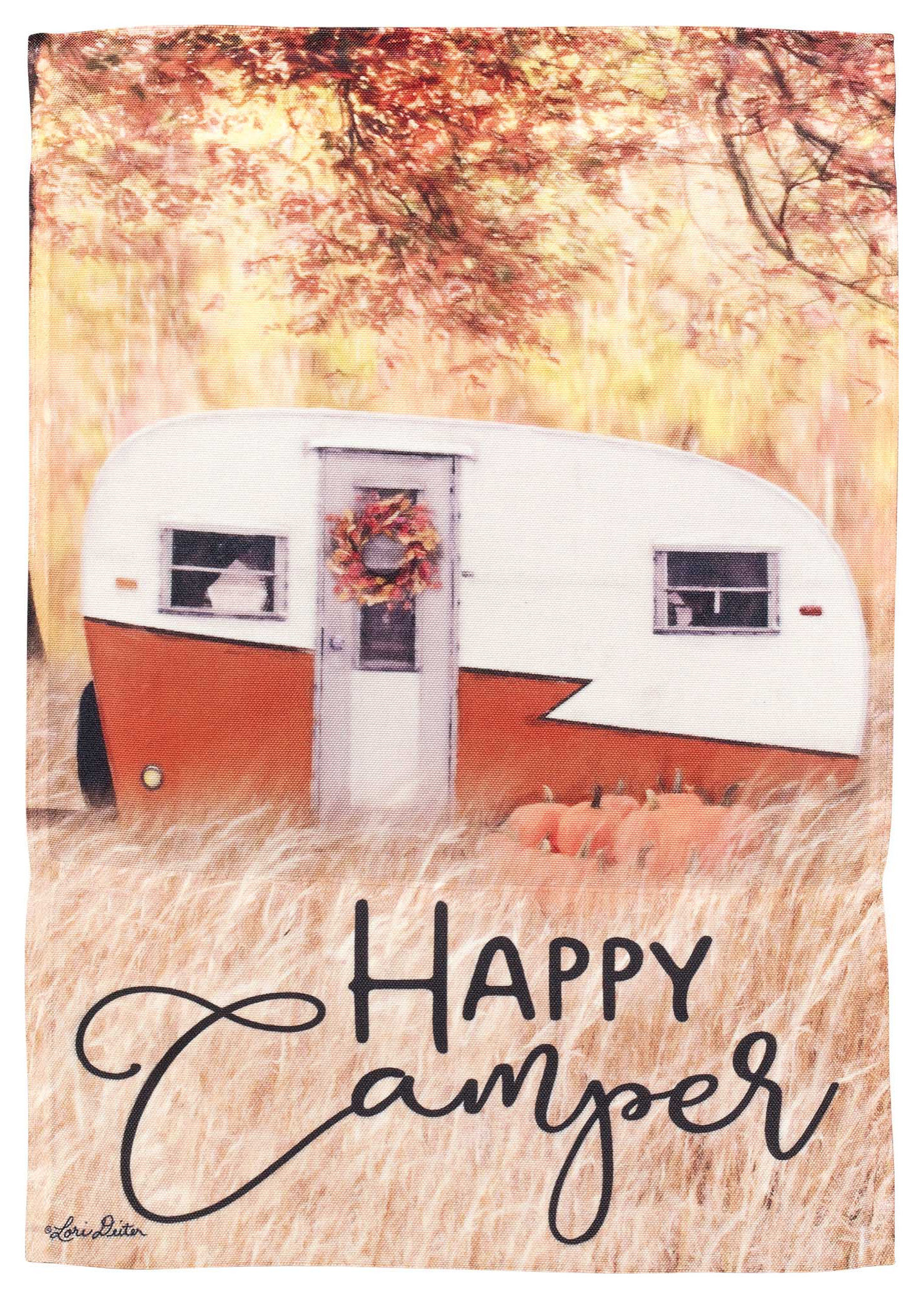 Fall Happy Camper Flag, Polyester, Garden - Traditional - Flags And ...