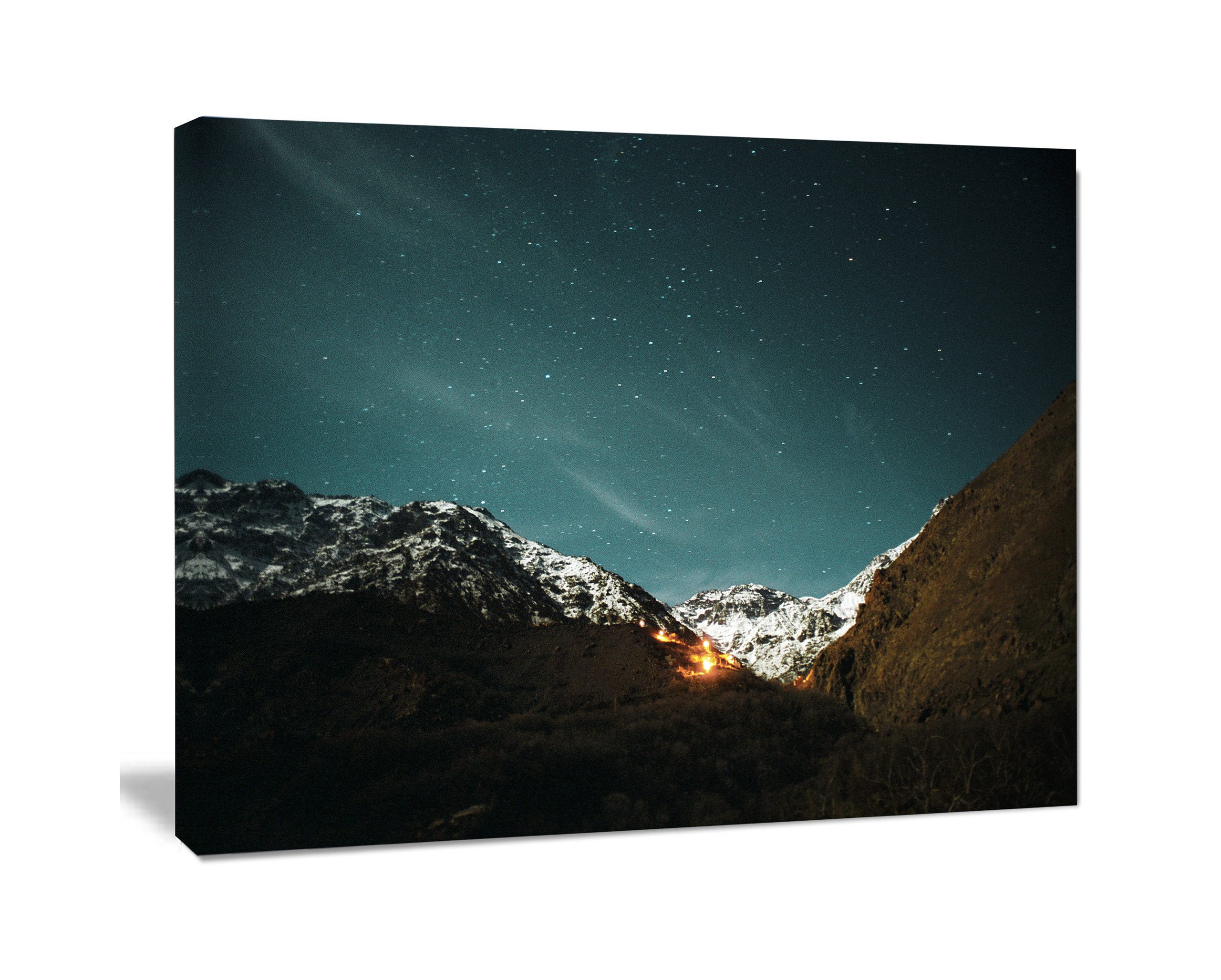 Fire in Rugged Mountains, Landscape Canvas Art Print, 20"x12 ...