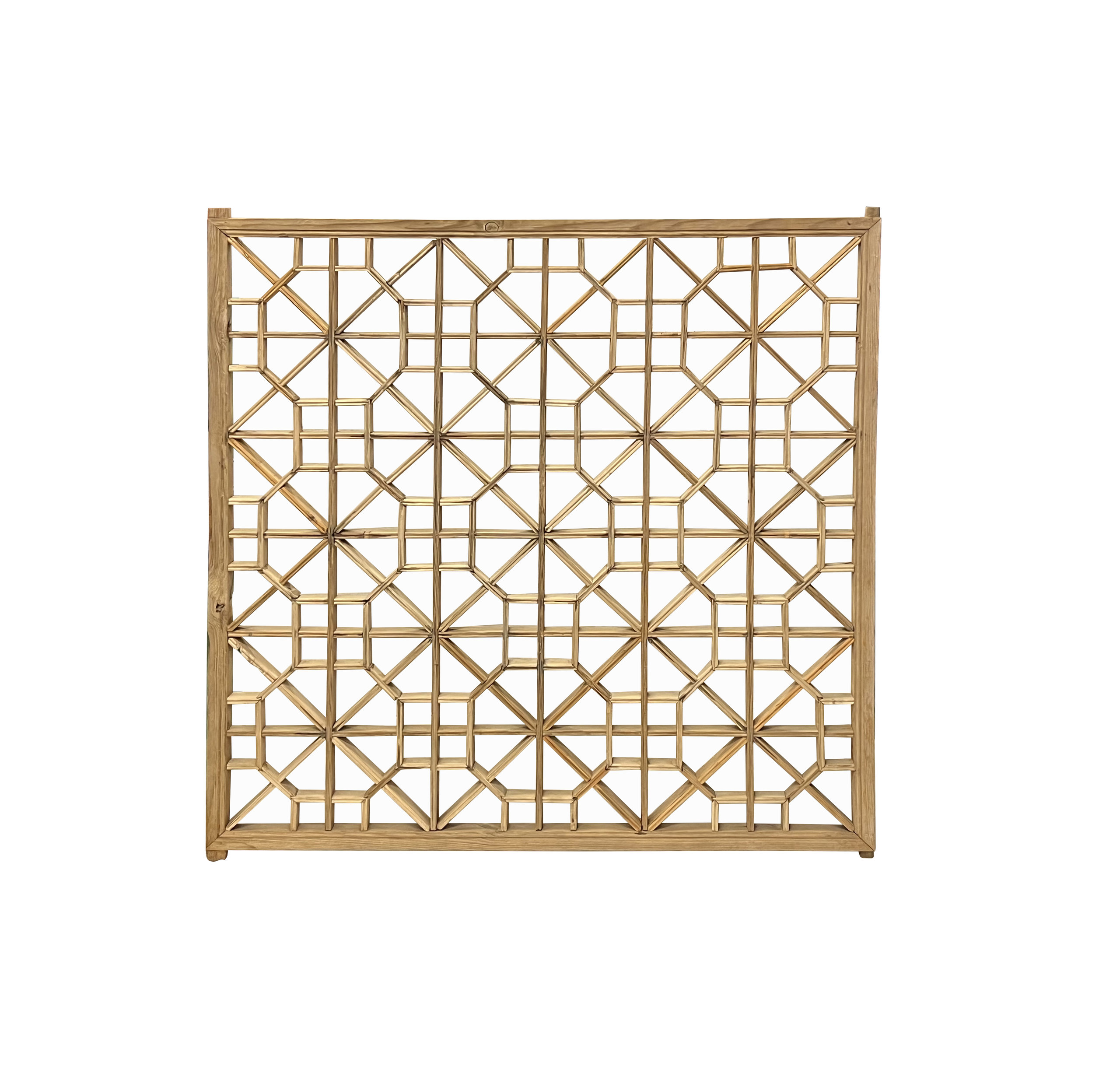 Vintage Restored Oriental Zen Geometric Rustic Raw Wood Wall Panel ...