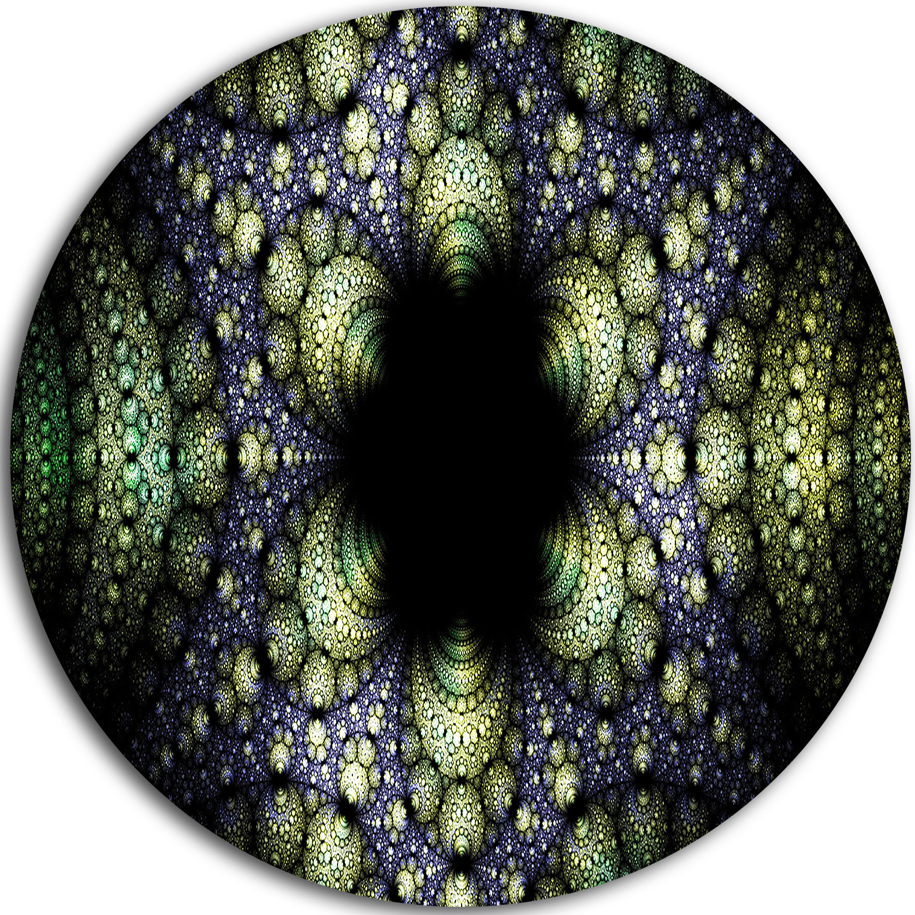 Into The Center Of Fraction, Abstract Digital Art Round Wall Art, Disc ...