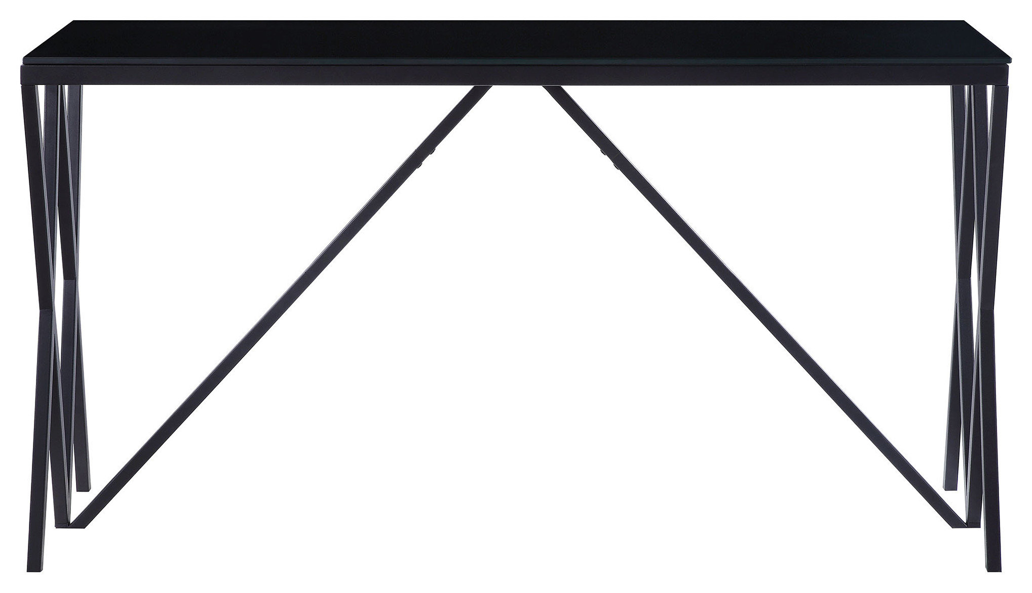 Contemporary Style Metal Sofa Table with Geometric Base, Black ...