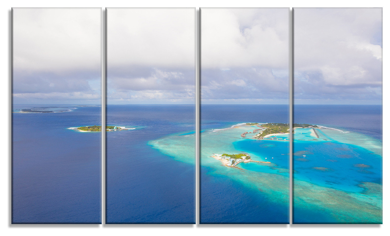"Aerial View of Maldives Island" Metal Wall Art, 48"x28" 4 Panel ...