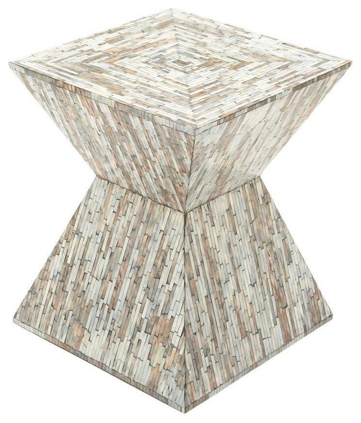 Benzara 49093-par Wood Shell Inlay Accent Table, Cream - Transitional ...