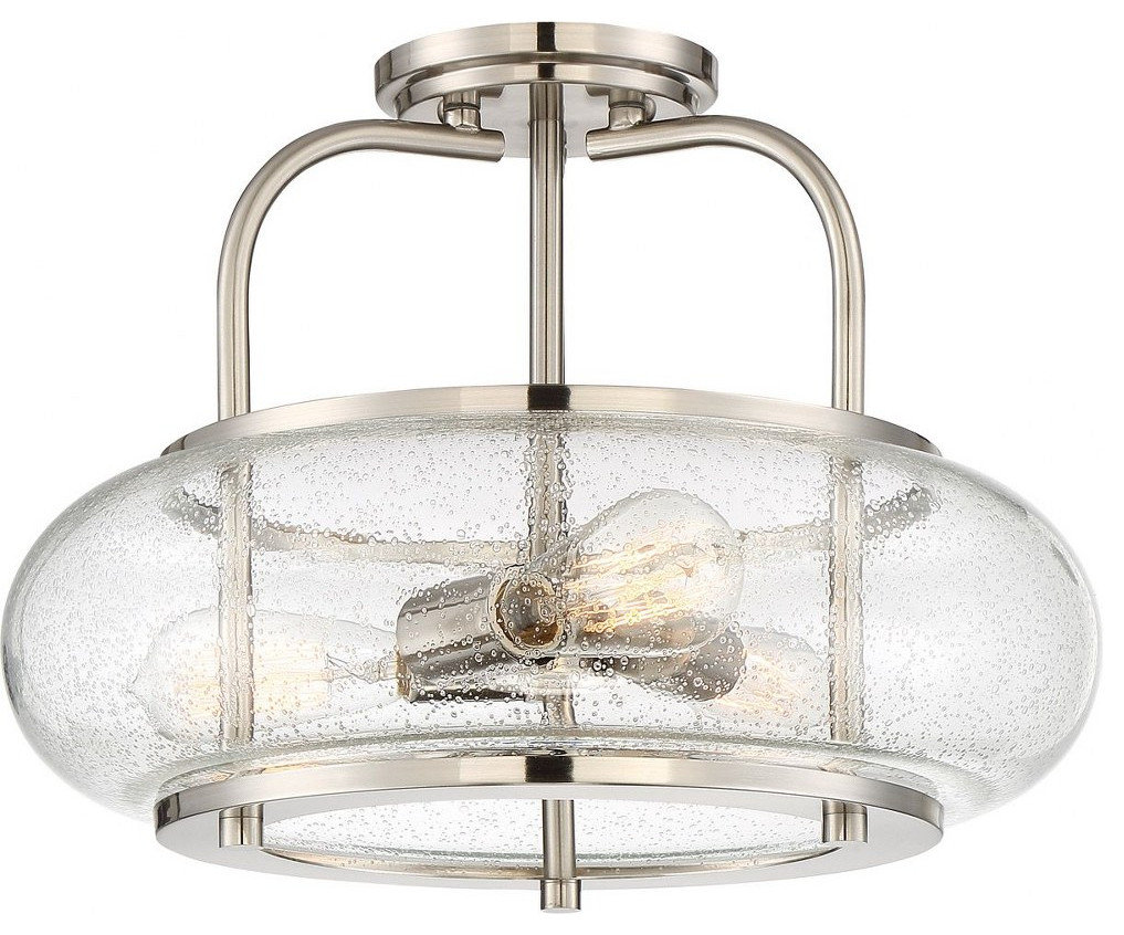 3 Light Semi-Flush MountFlush Mount-Brushed Nickel Finish - Ceiling ...