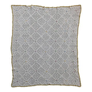 Hand-Woven Reclaimed Cotton Crocheted Throw With Diamond Pattern ...