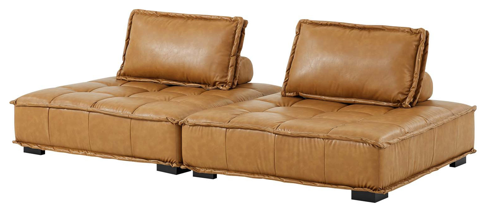 Modular Deep Tufted Sofa, Tan, Fabric, Modern, Lounge Cafe Hotel ...