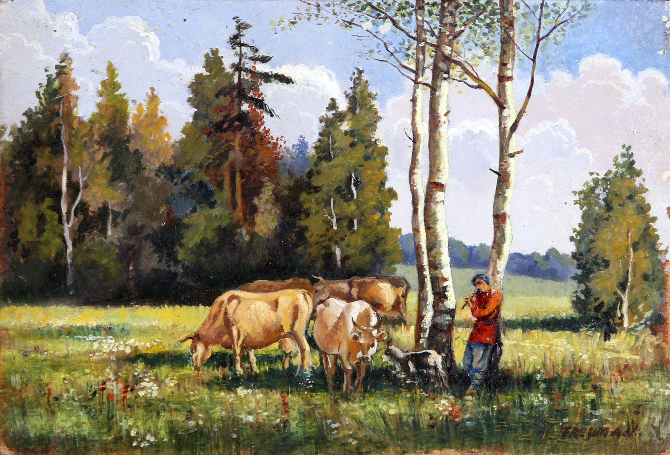 Cattle, Erik Freyman, 39.5x29.5 - Farmhouse - Paintings - by RoGallery ...