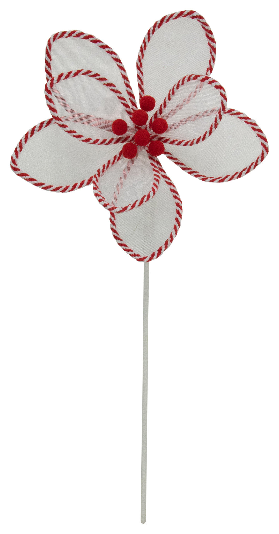 22" Candy Cane Poinsettia Floral Christmas Pick - Modern - Christmas ...