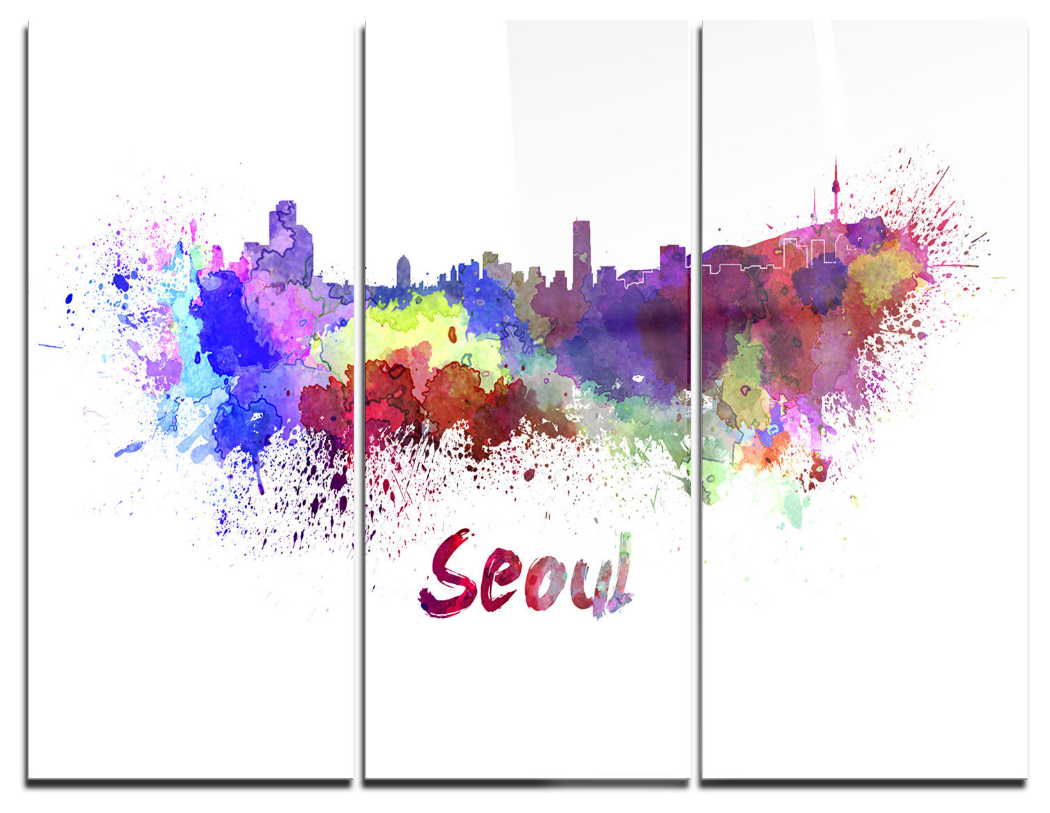 "Seoul Skyline" Glossy Metal Wall Art, 3 Panels, 36"x28", 36"x28" 3 ...