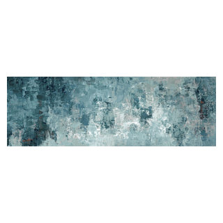 "Elongated Tainted Dark Blues" Painting Print on Wrapped Canvas, 15"x5 ...