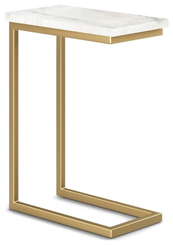 Skyler Industrial 18 inch Wide Metal C Side Table with Marble Top ...