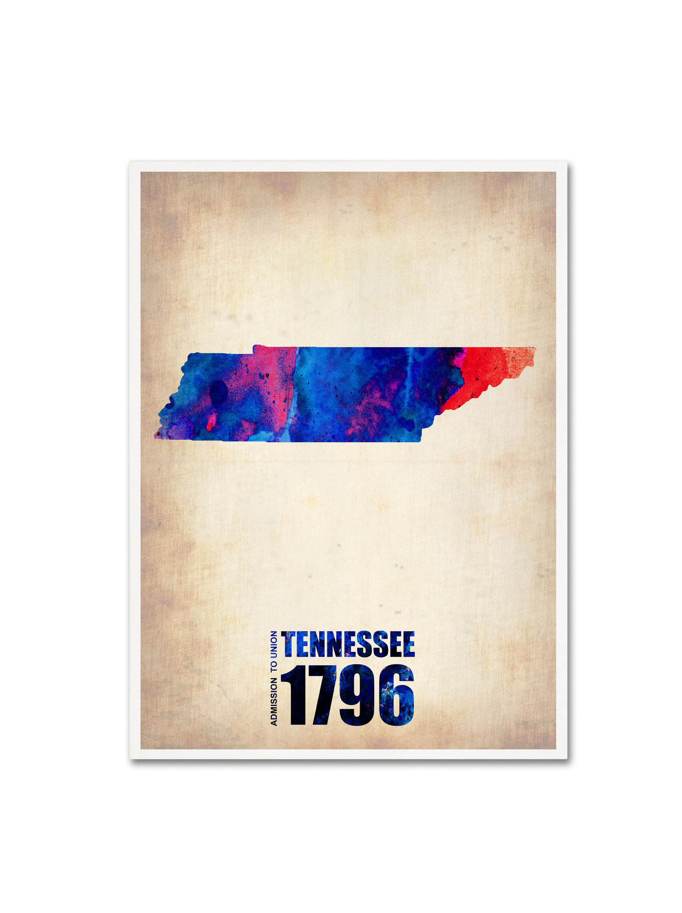 'Tennessee Watercolor Map' Canvas Art by Naxart, 14" x 19 ...