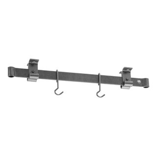 Handcrafted 24" Low Ceiling Bar w 6 Hooks Hammered Steel - Midcentury ...