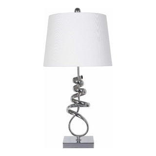 Contemporary Metal Table Lamp with Abstract Twist Design, Silver and ...