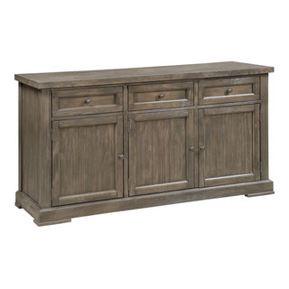 Wood Server With 3 Doors and 3 Drawers, Salvage Gray - Farmhouse ...